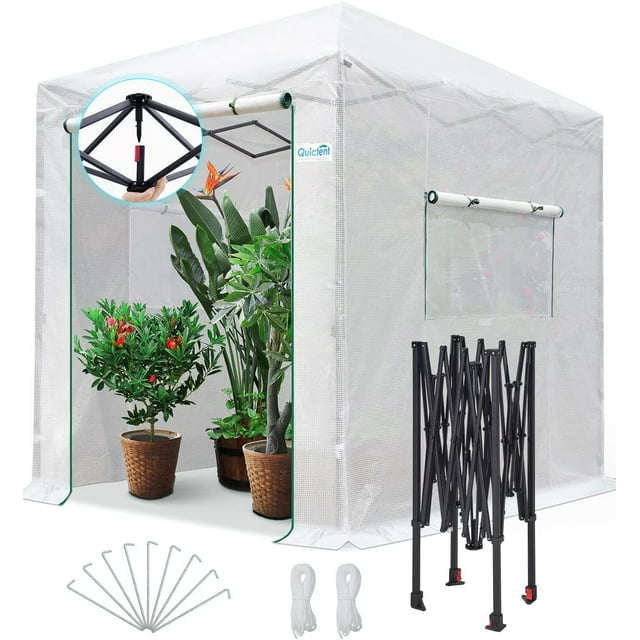 Quictent 8x6 FT DIY Pop-Up Greenhouse with Windows, Portable Backyard ...