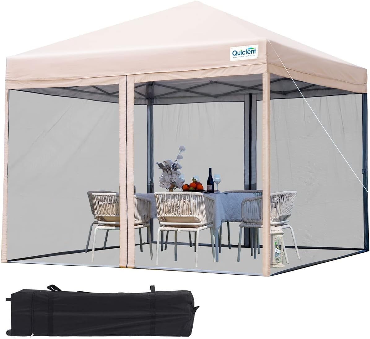 Quictent 8x8 Ez Pop up Canopy with Netting Screen House Room Tent Mesh ...