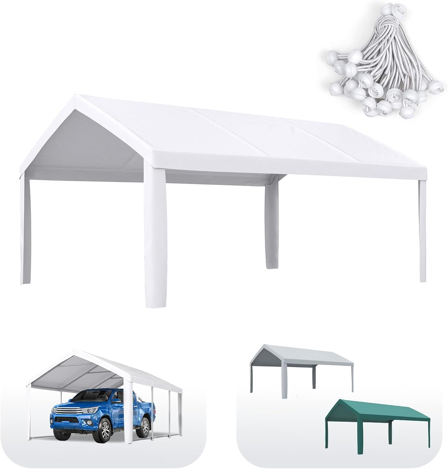 Quictent Carport Replacement Tarp Canopy Top Cover with Leg Cloth with ...