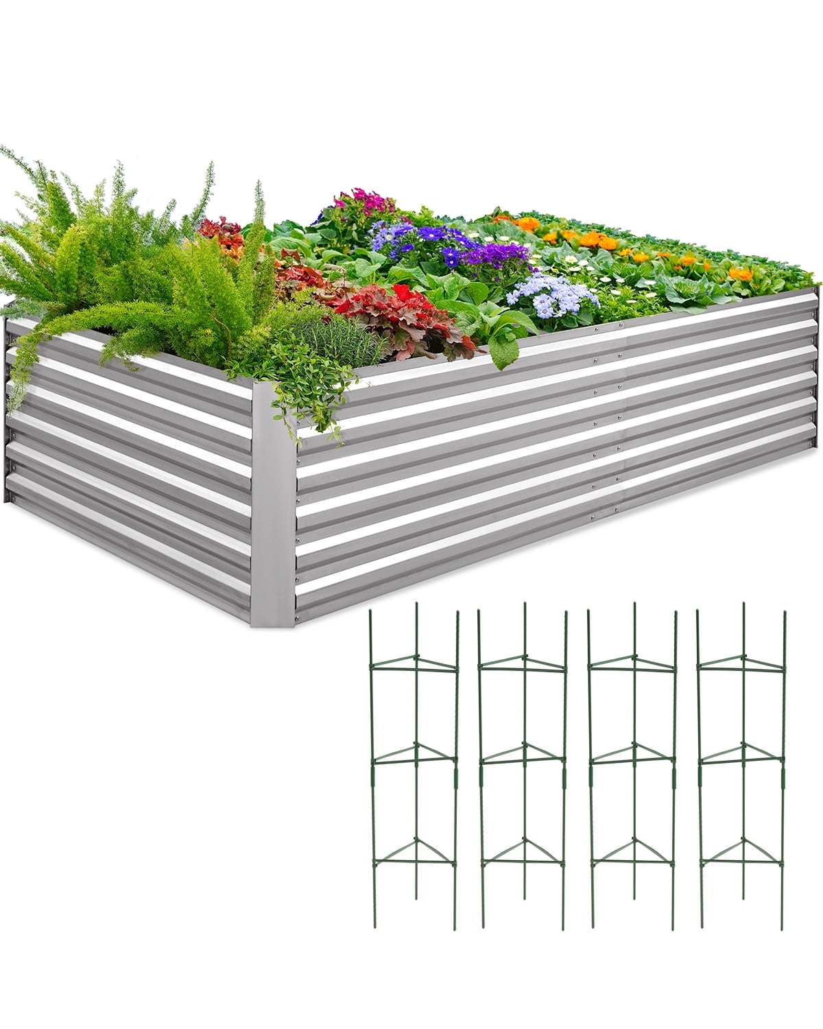 Quictent Galvanized Raised Garden Bed 8x4x2 Ft Tall Garden Bed Extra ...
