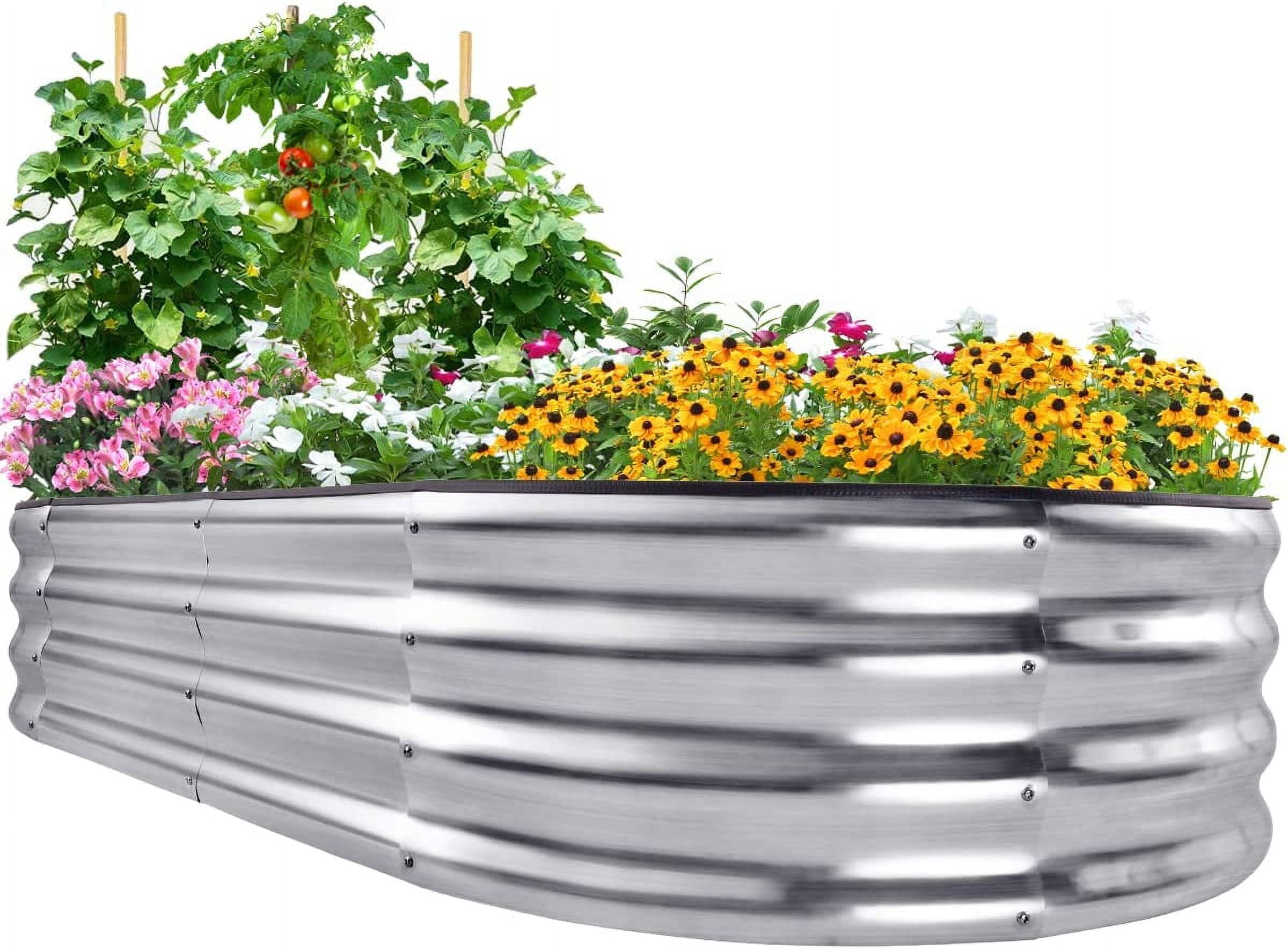 Quictent Galvanized Raised Garden Bed Kit, 6x3x1ft Oval Large Metal ...