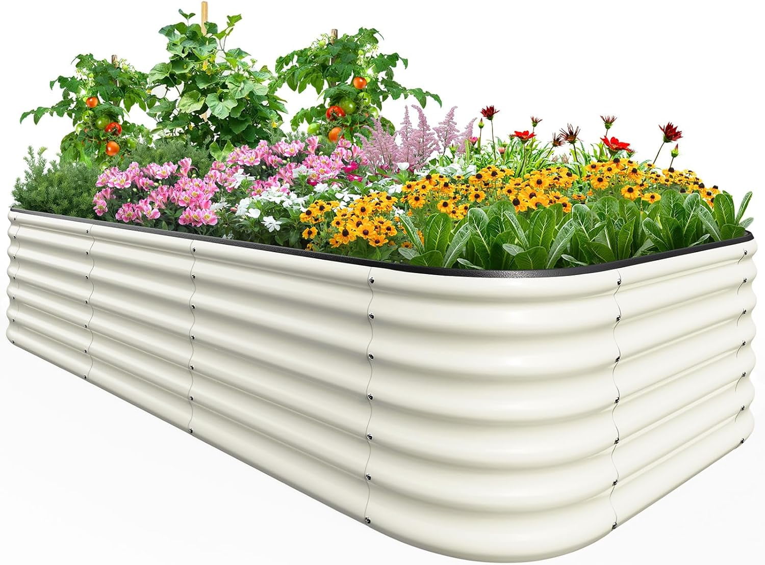 Quictent Galvanized Raised Garden Bed Kit, 8x4x2ft Oval Large Metal ...