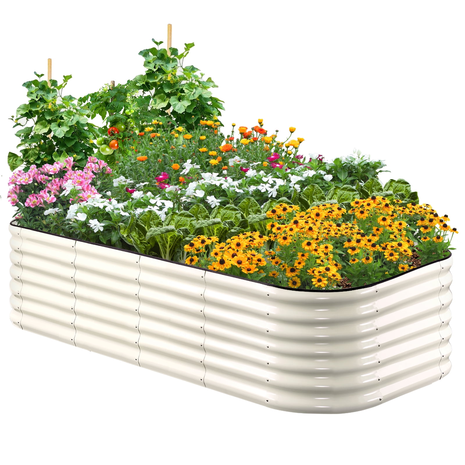 Quictent Galvanized Tall Raised Garden Bed Kit, 6x3x2 ft Oval Large ...