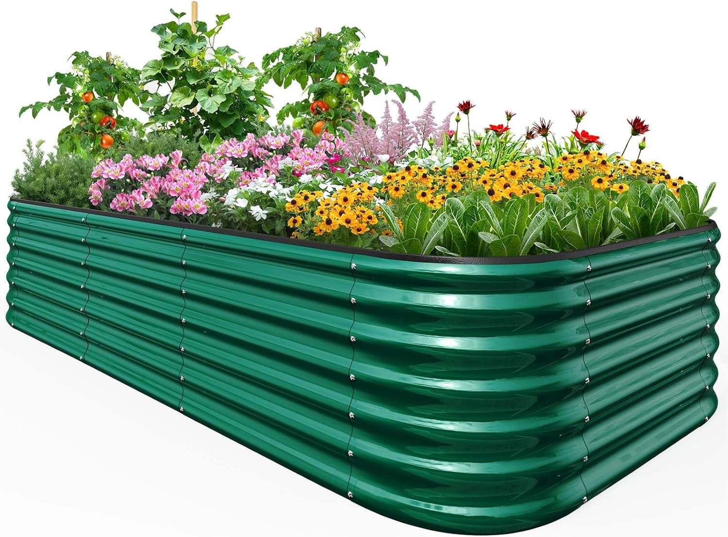 Quictent Galvanized Steel Oval Planter, Tall Raised Garden Bed Kit ...