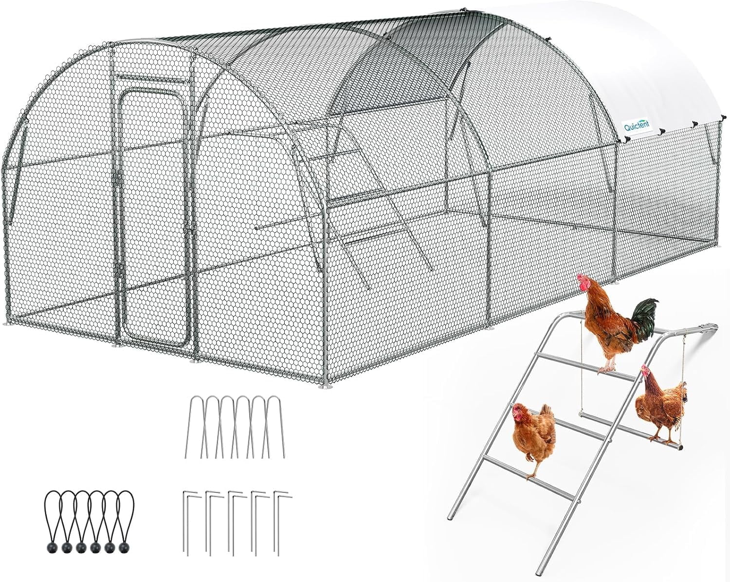 Quictent Large Metal Chicken Coop Run, 19x10FT Upgraded Outdoor Walk-in ...
