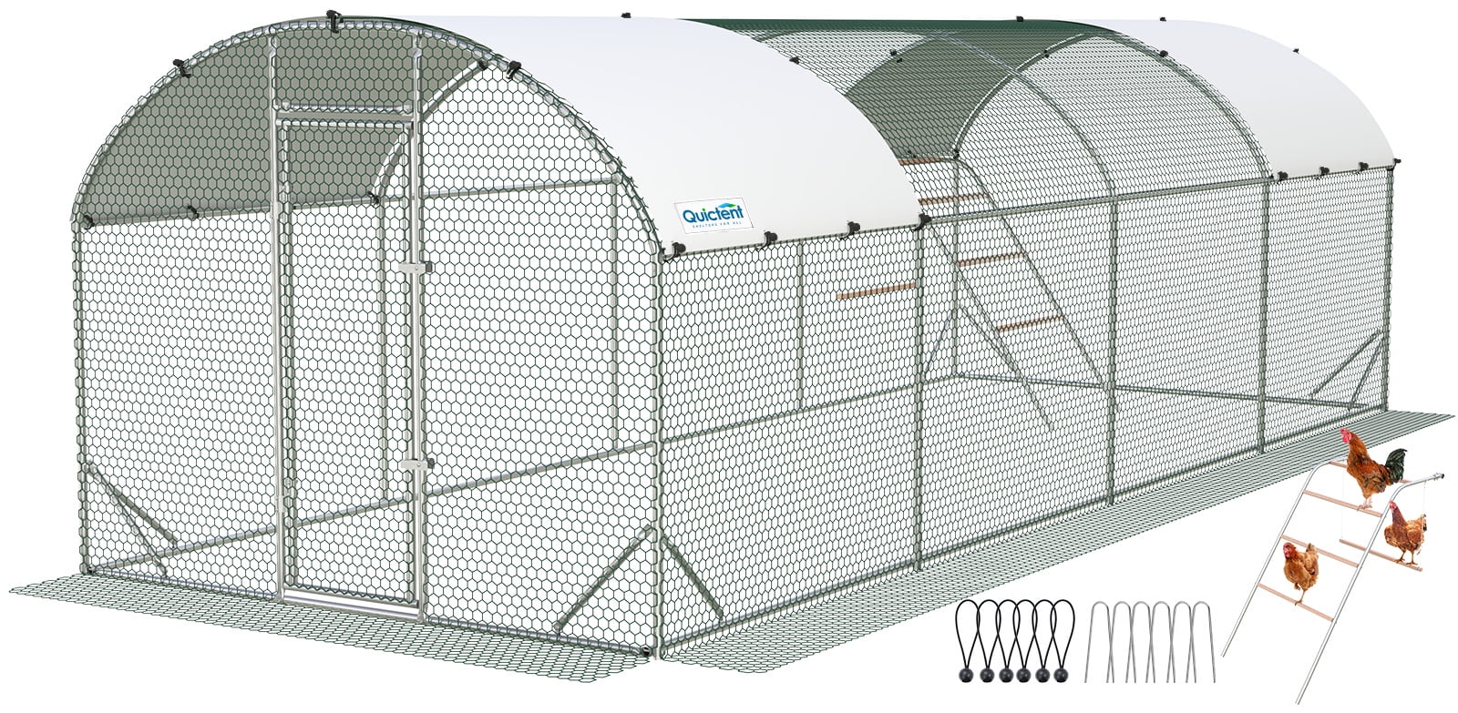 Quictent Large Metal Chicken Coop Run, 25x10FT Upgraded Outdoor Walk-in ...