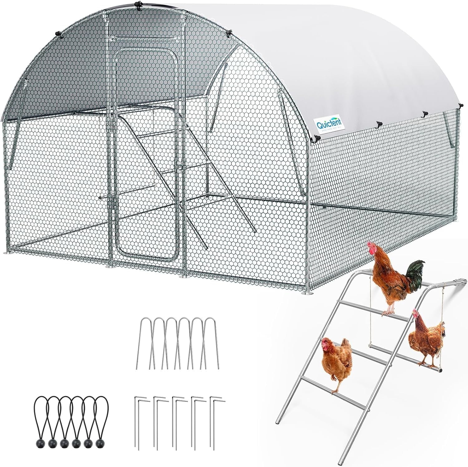 Quictent Large Metal Chicken Coop Run, 6.6x10FT Upgraded Outdoor Walk ...