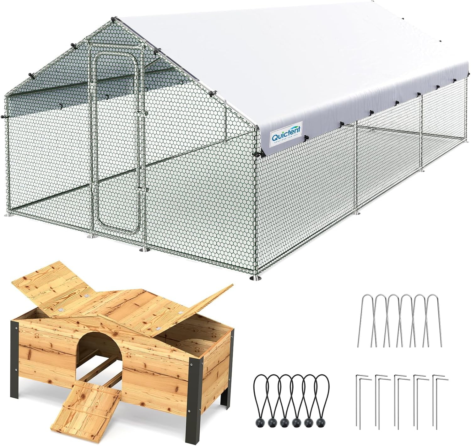 Quictent Large Metal Chicken Coop Run W/Nesting Box for 30+ Poultry ...