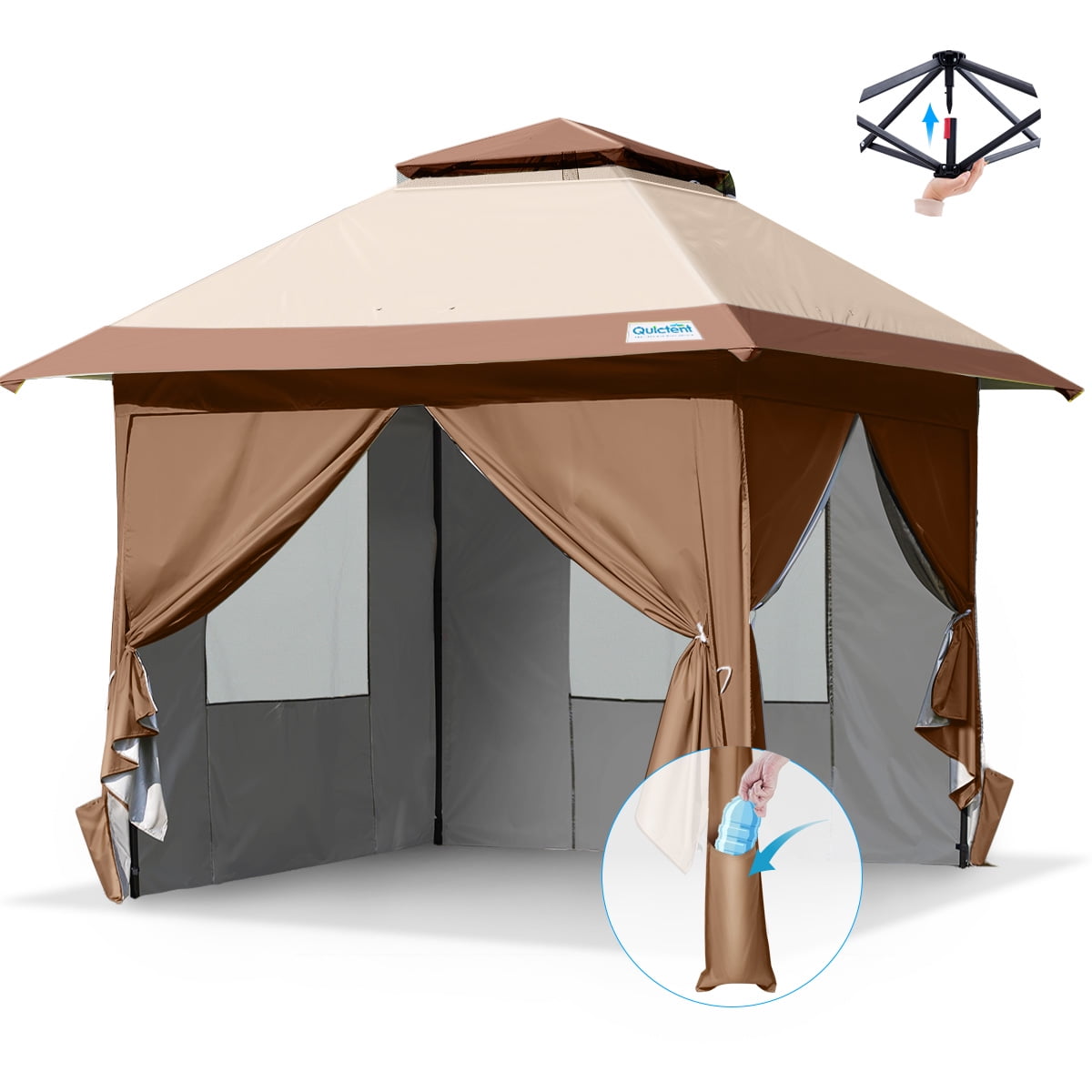 Quictent 13'x13' Easy Up Pop-Up Canopy Tent, Waterproof with Sidewalls ...