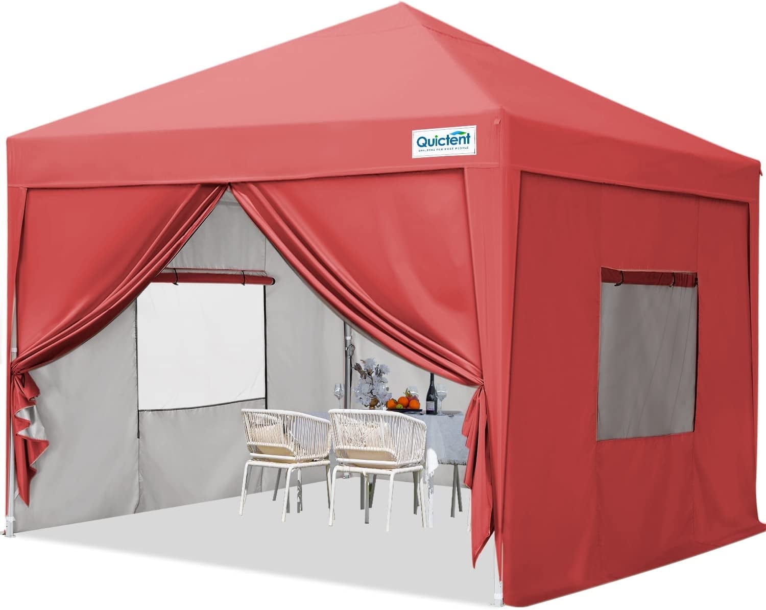 Quictent 10x10ft Pop up Canopy Tent with Sidewalls and Roll-up ...