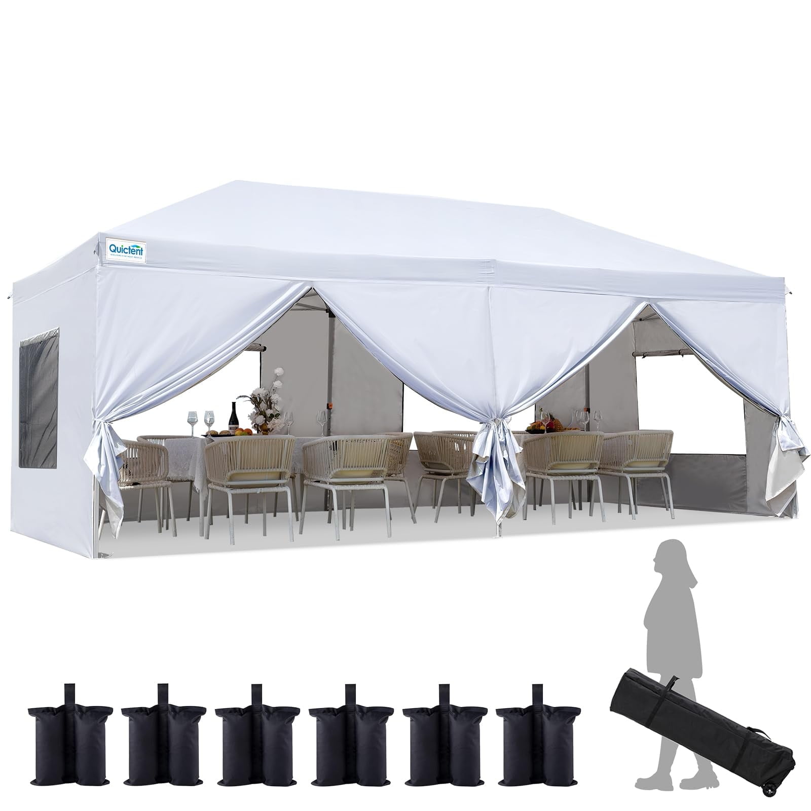 Quictent 10x20 ft Pop up Canopy Tent with Mesh Windows - Walmart.com