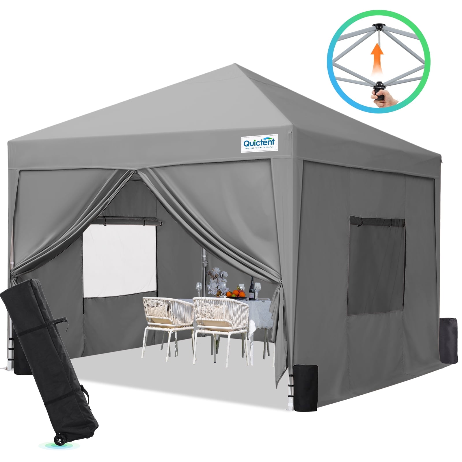 Quictent 8x8ft Pop up Canopy Tent with Sidewalls and Roll-up Ventilated ...
