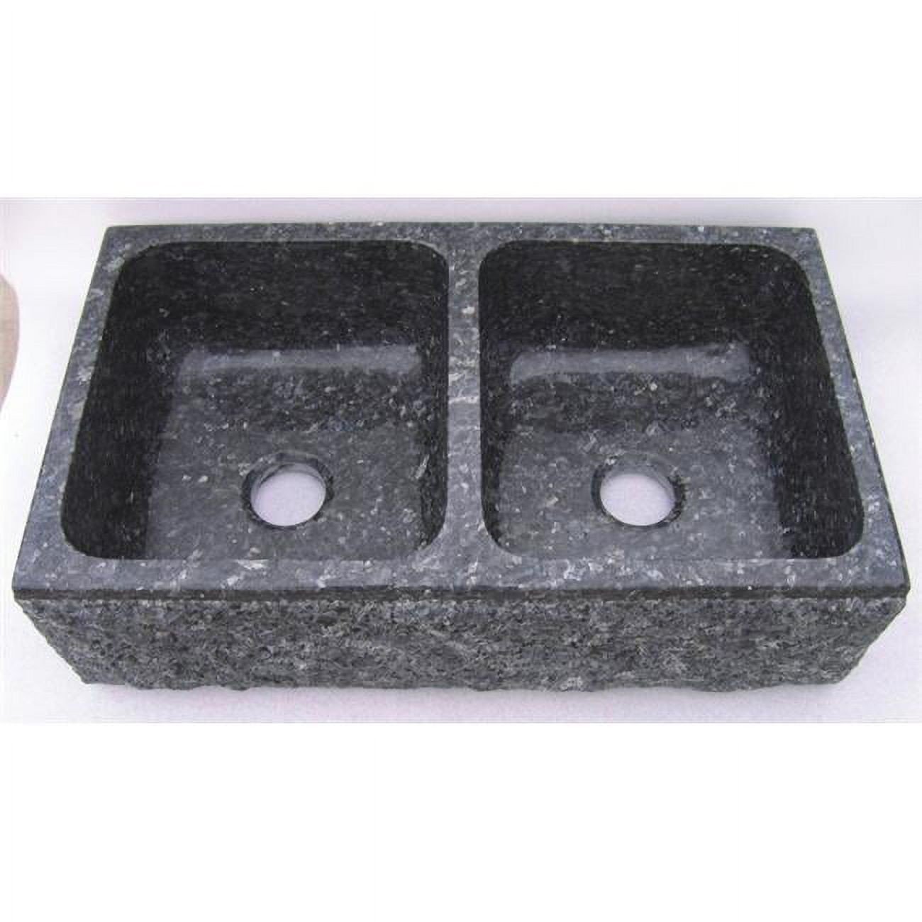 Quiescence SI-FDC-3319-BP Double Bowl Granite Farm Basin with Chiseled ...