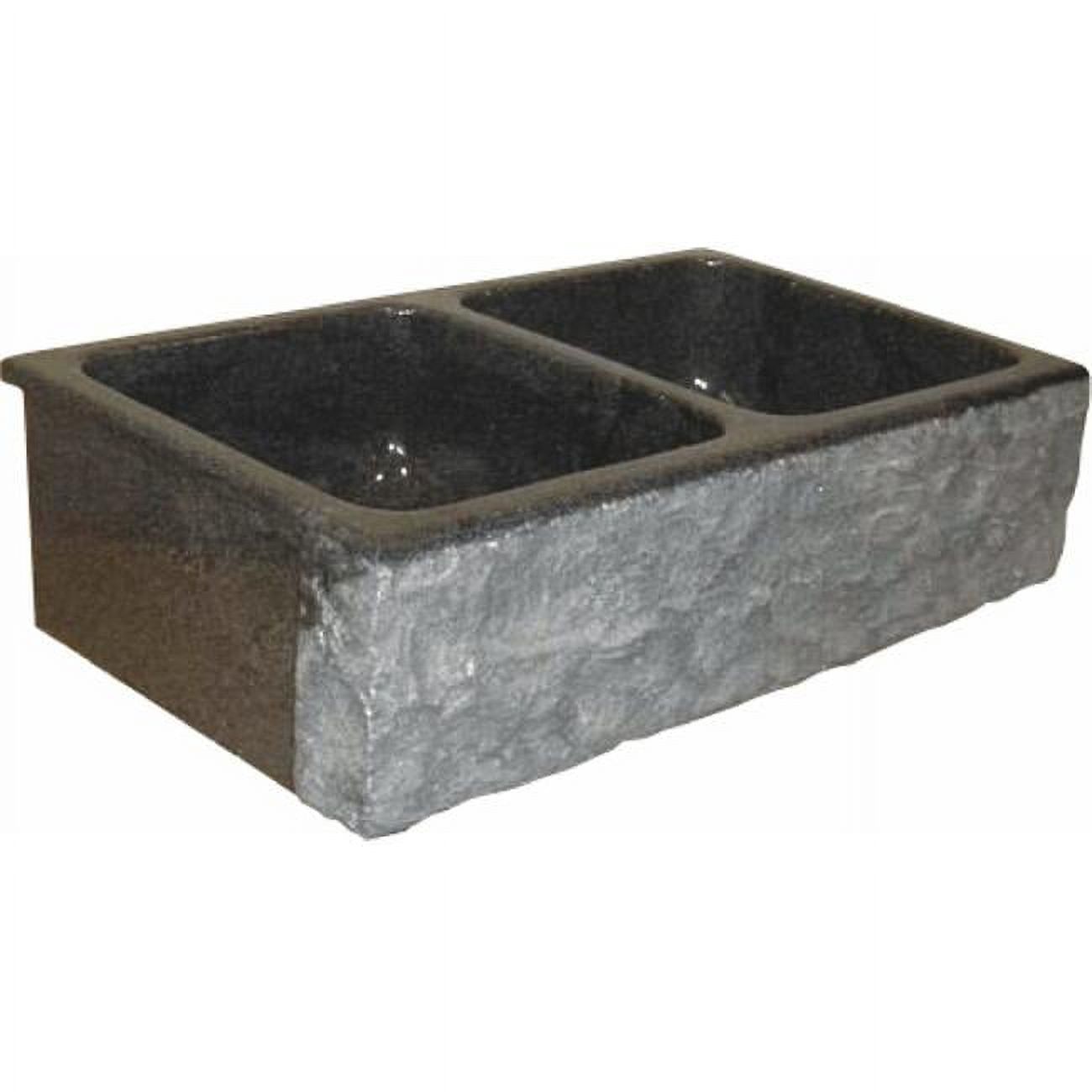Quiescence SI-FDC-3319-CHR Double Bowl Granite Farm Basin with Chiseled ...