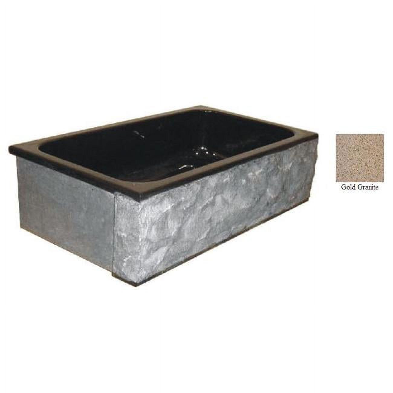Quiescence SI-FSC-3319-GLD Single Bowl Granite Farm Basin with Chiseled ...
