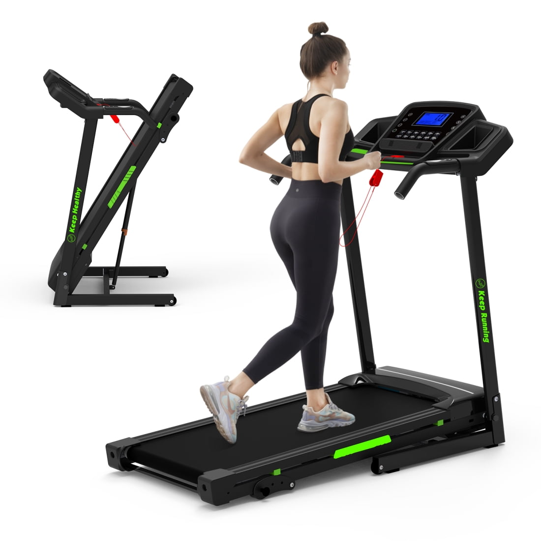Quiet 3.5HP Foldable Treadmill with 12 Training Modes & Incline, LED ...