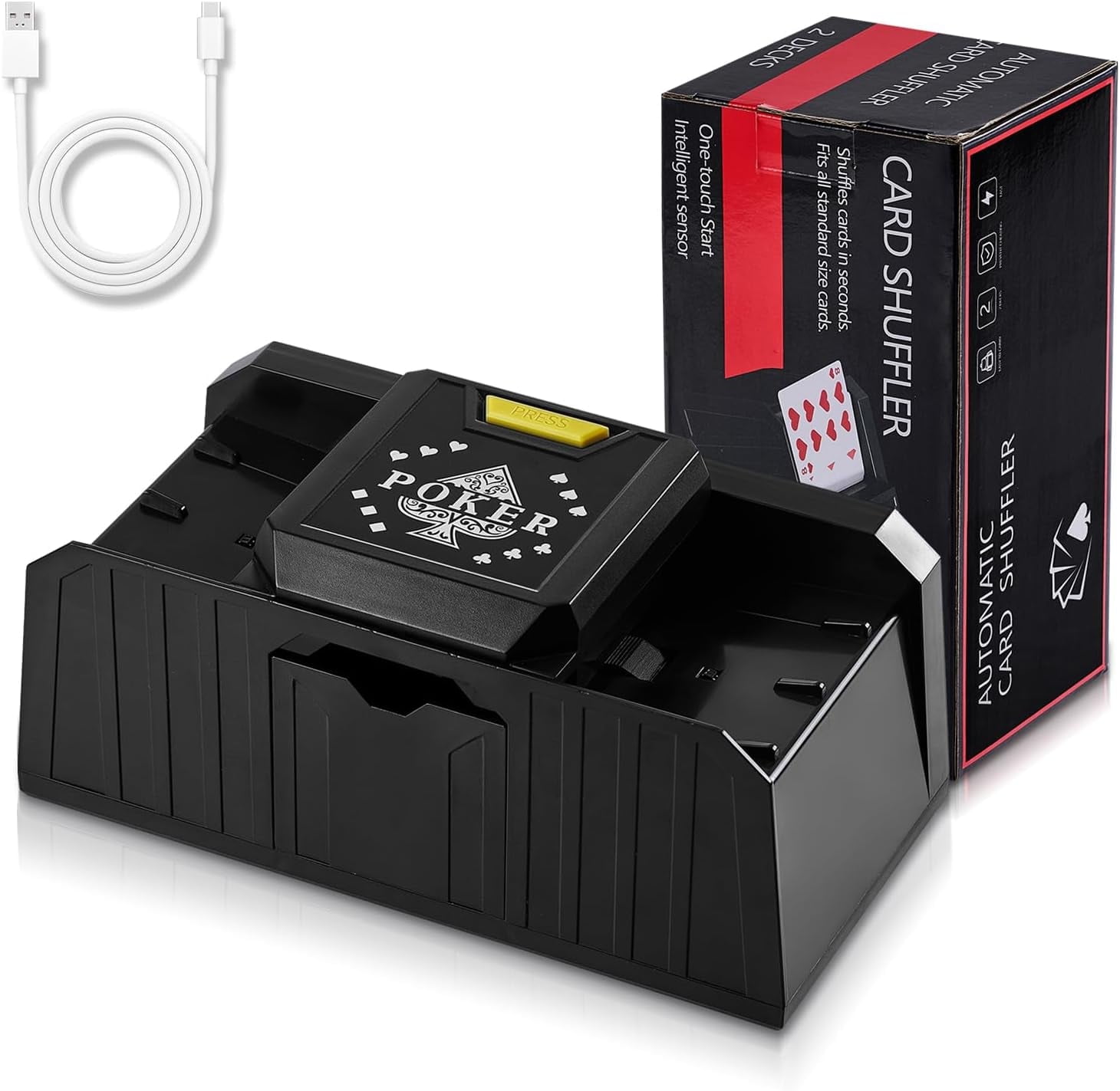 Quiet Automatic Card Shuffler 2 Deck,Battery Operated/USB Electric UNO ...