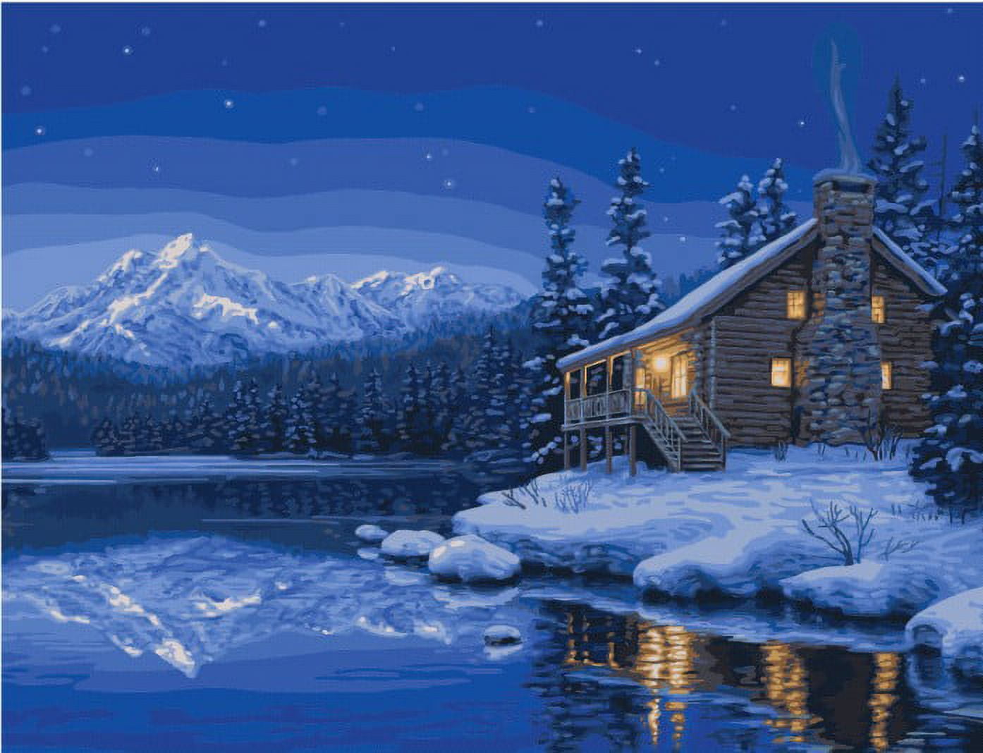 Winter Night Scene Paintings