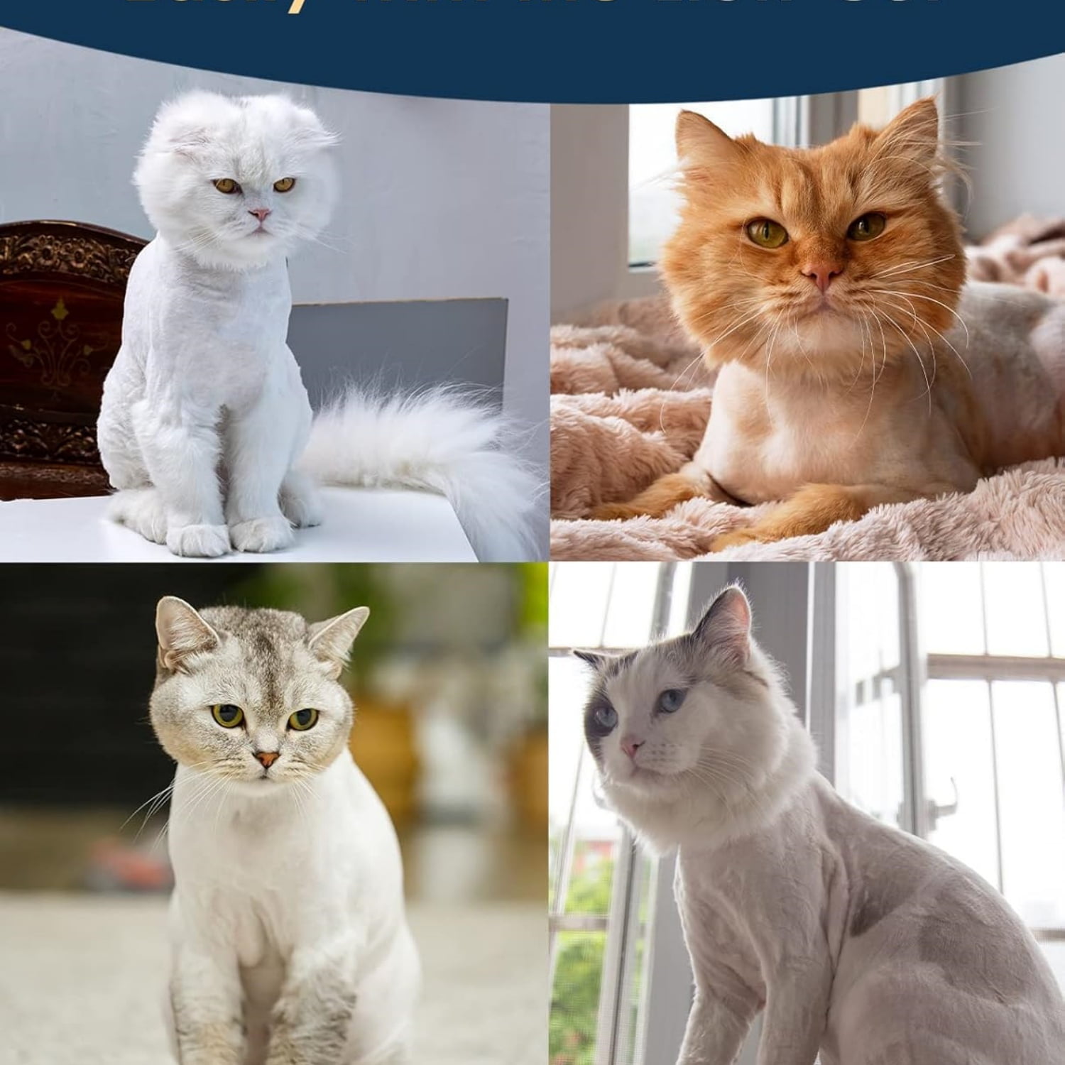 Quiet Cat Clippers for Matted & Long Hair, 2-Speed Cordless Pet Shaver ...