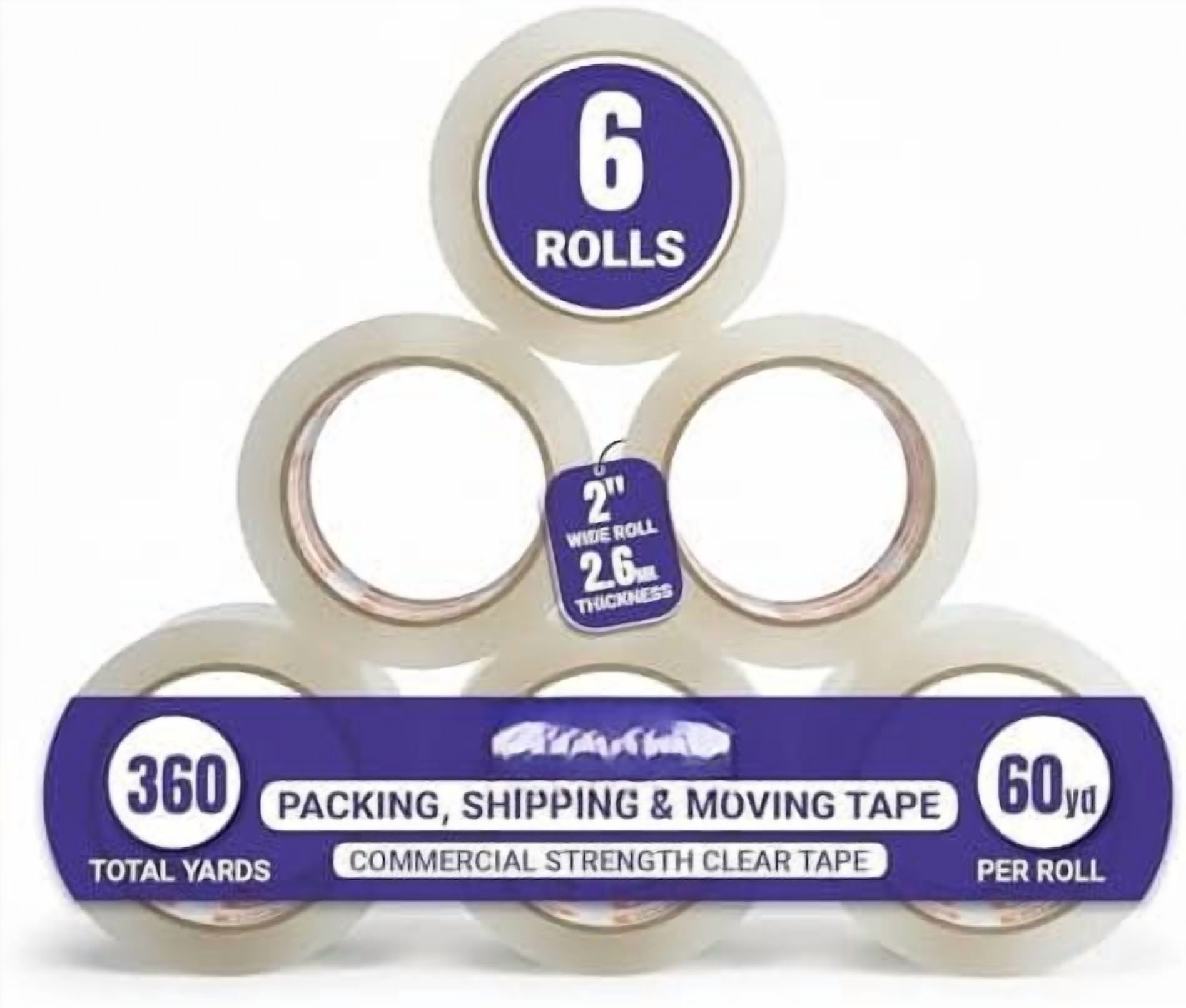 Quiet Clear Pac | 60 Yards Per Roll (6 Rolls) | Pac 2.6mil for Moving ...