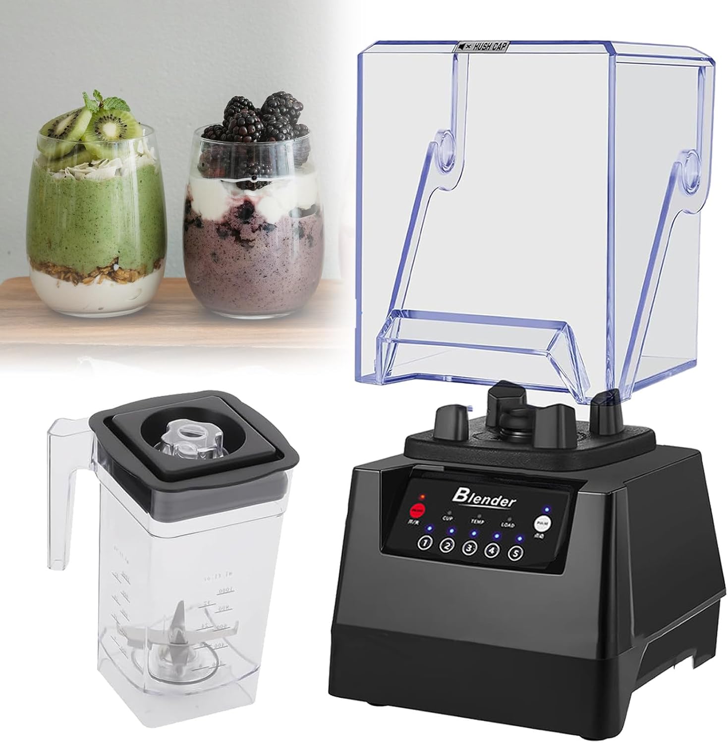 Quiet Commercial Blender With Soundproof Shield, 2200 Watt Professional ...