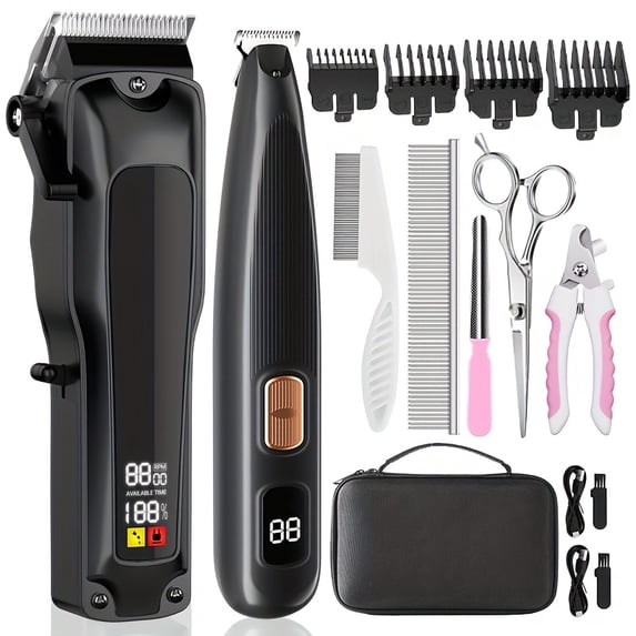 Quiet Cordless Pet Grooming Kit with Rechargeable Electric Clippers ...