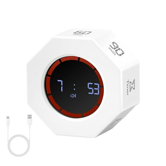 Quiet Digital Timer Rechargeable Timer Automatic Rotating Screen ABS ...