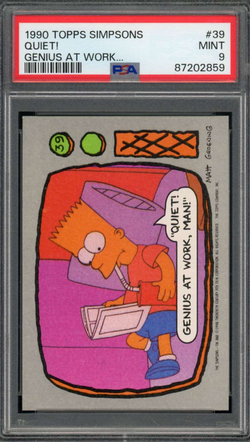 Quiet! Genius At Work Card 1990 Topps Simpsons #39 PSA 9 - Walmart.com