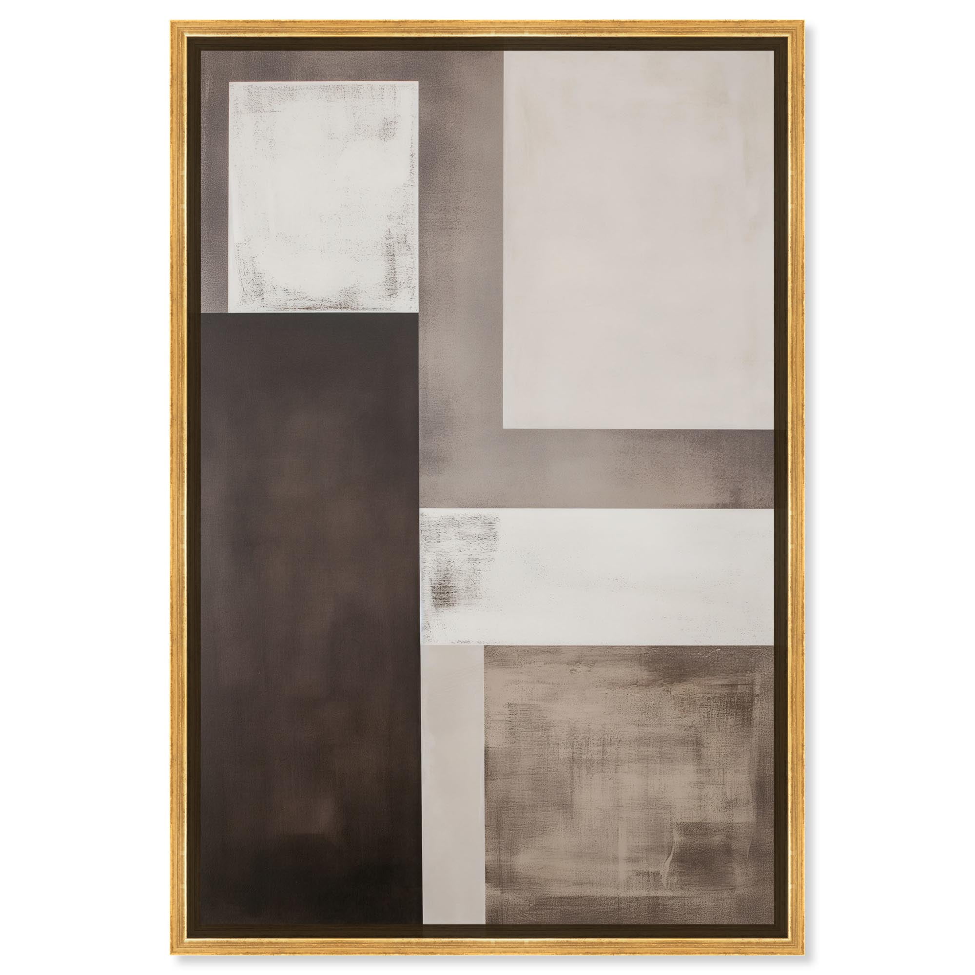 Quiet Geometry I Canvas Earthy Abstract Art by Art Remedy, Gold Frame ...