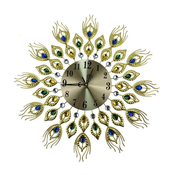 Quiet Metal Leaves Wall Clock In European Luxury Styles Large Wall ...
