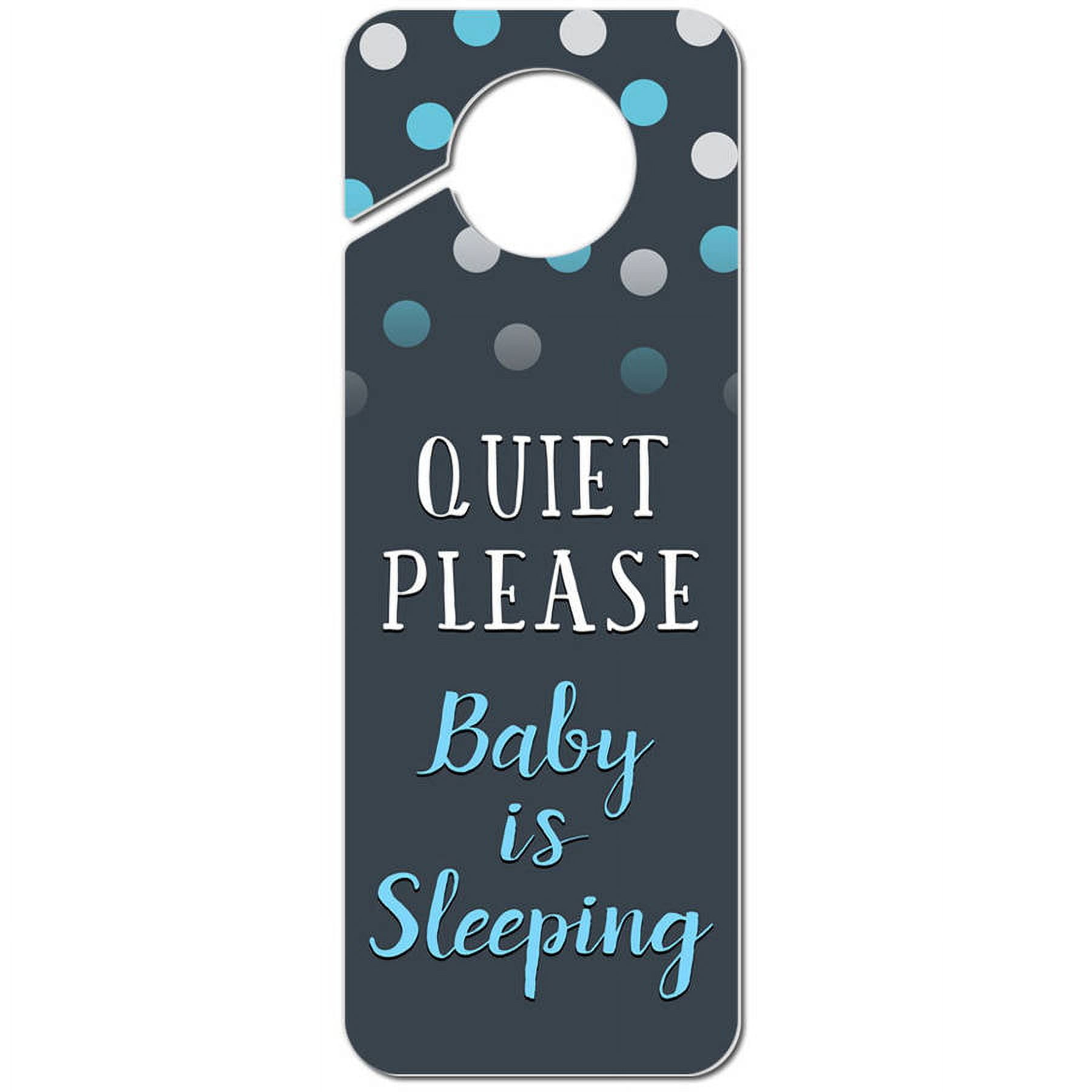 Quiet Please Baby is Sleeping Blue Plastic Door Knob Hanger Sign ...
