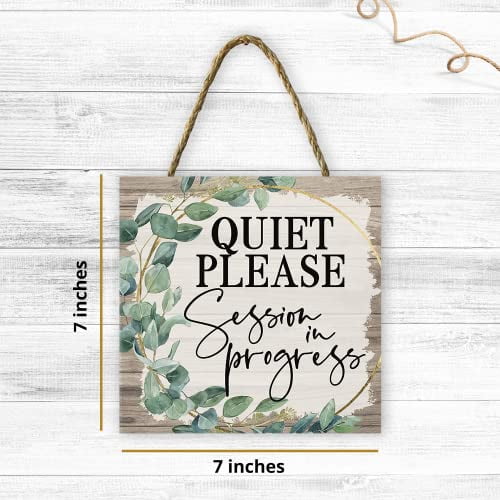 Quiet Please Session in Progress Sign Hanging Wood Door Sign Great for ...