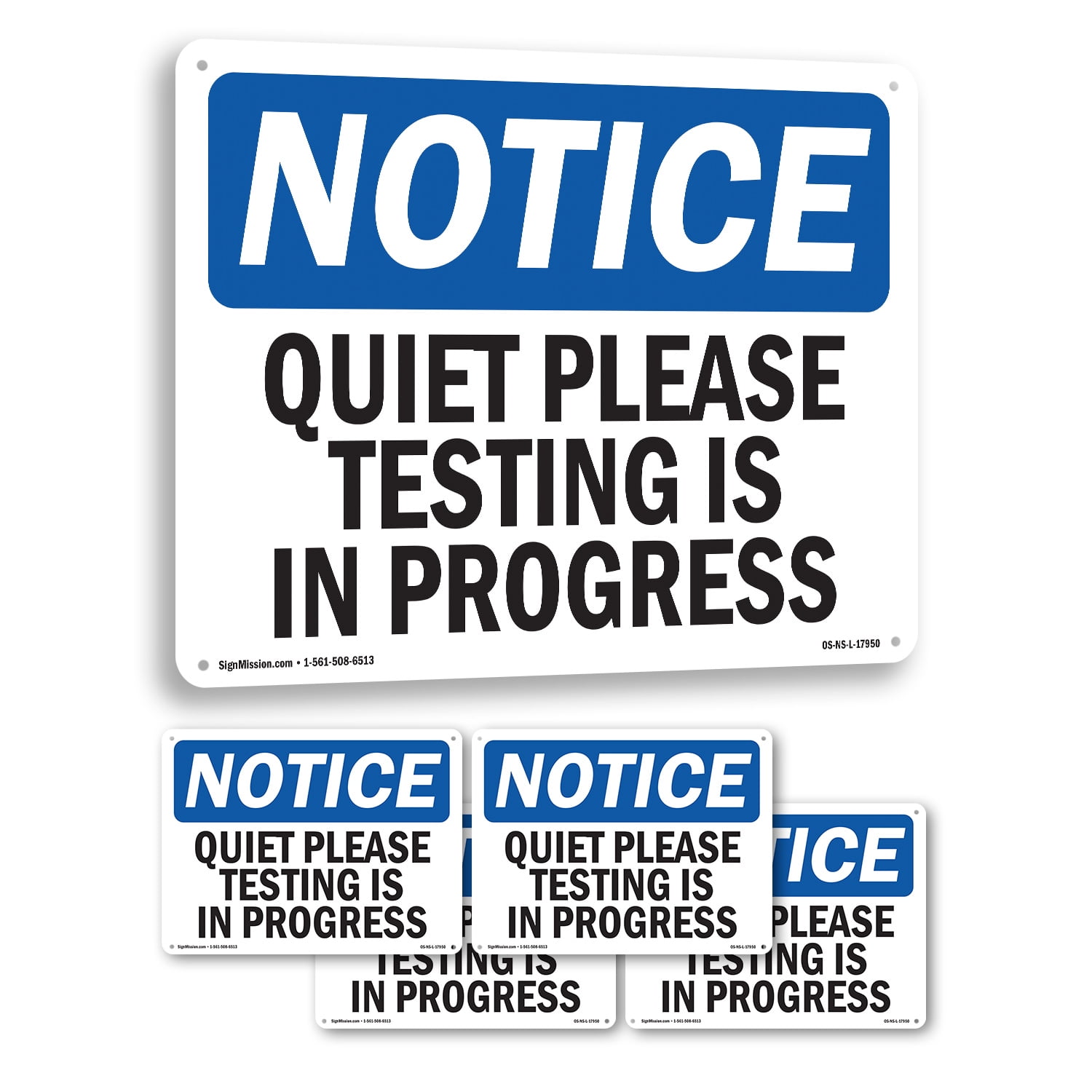 Quiet Please Testing Is In Process OSHA Notice Aluminum Sign 18 Inch x ...