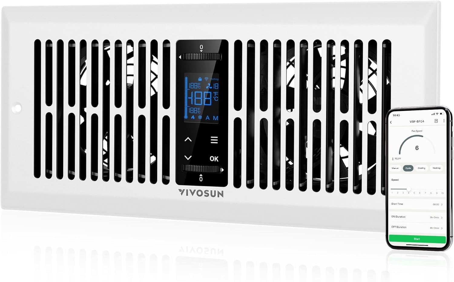 Quiet Register Booster Fan for ??" ?? ????" Holes, Cooling Heating Vent ...