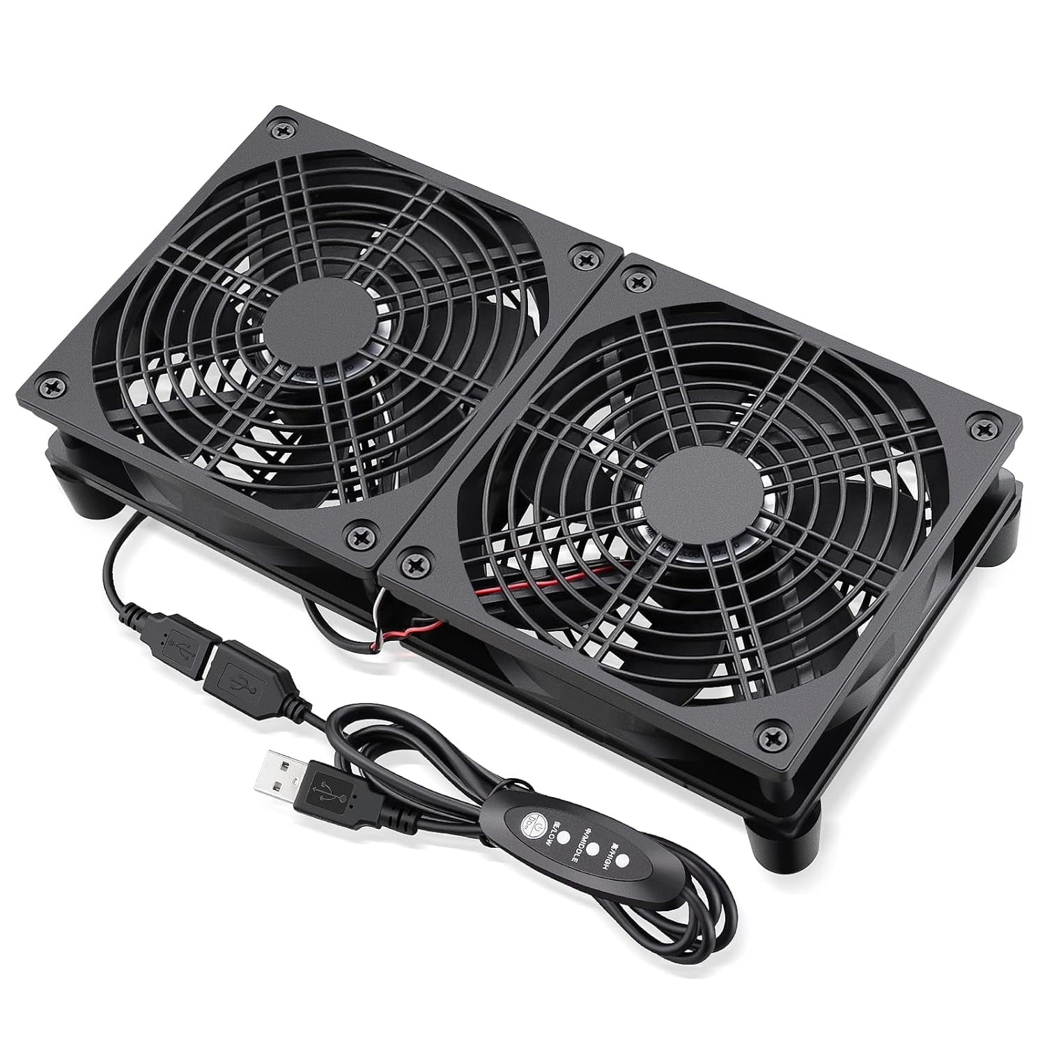 Quiet Router Fan Cooler with 3 Speed Control, L/M/H, DC 5V USB Powered ...