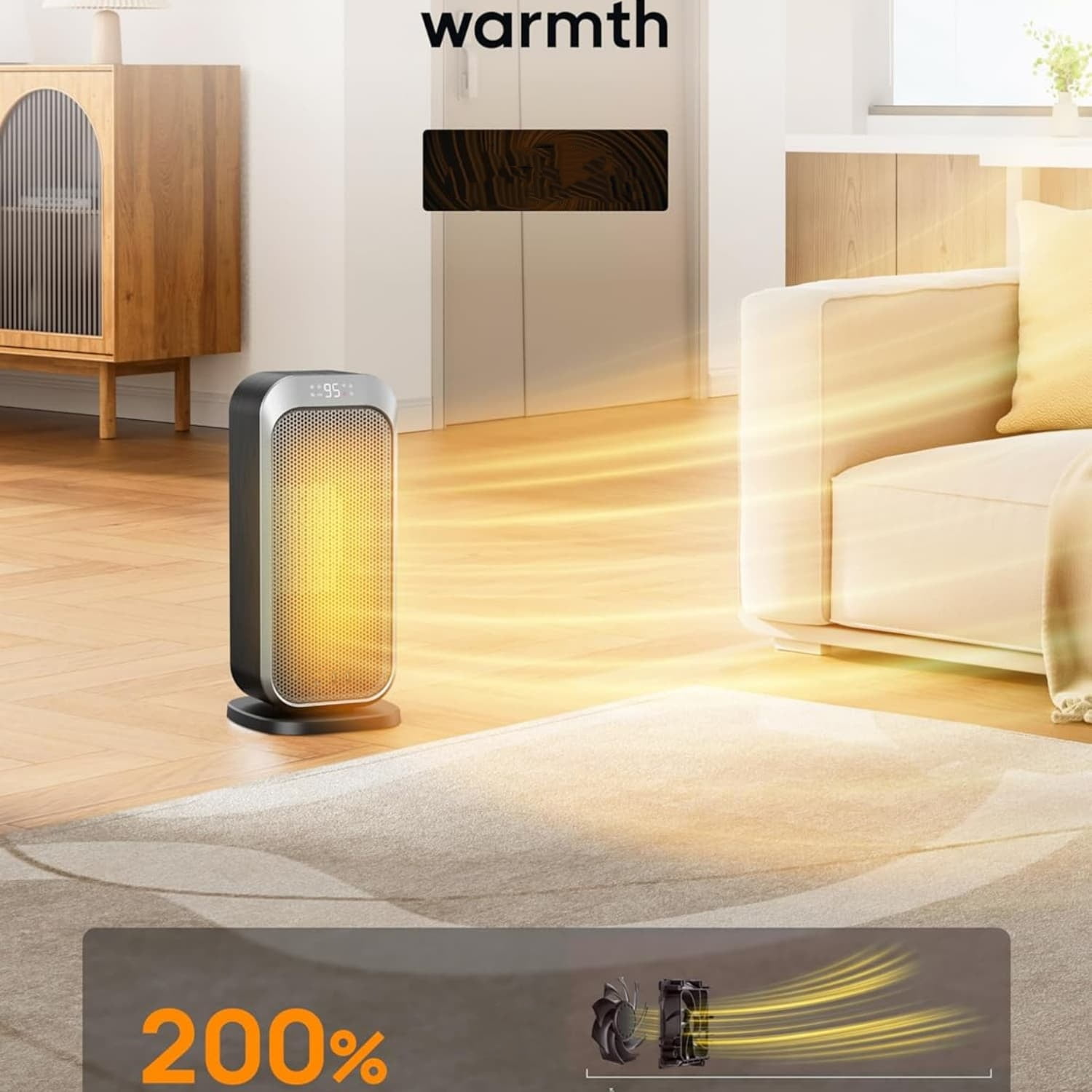 Quiet Space Heater, 1500W Portable Heaters for Indoor Use with Remote ...