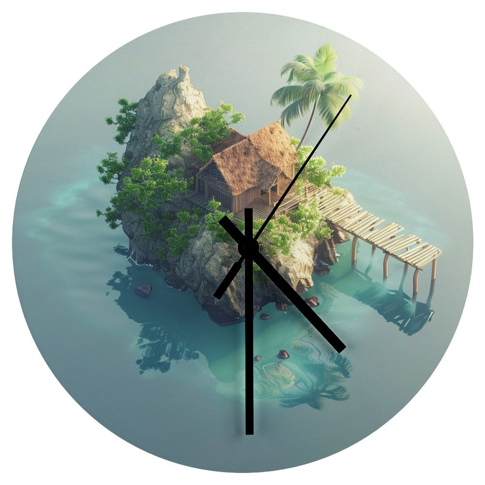 HANMUN Sea Island Silla Simple Round Wood Wall Clocks - Battery ...