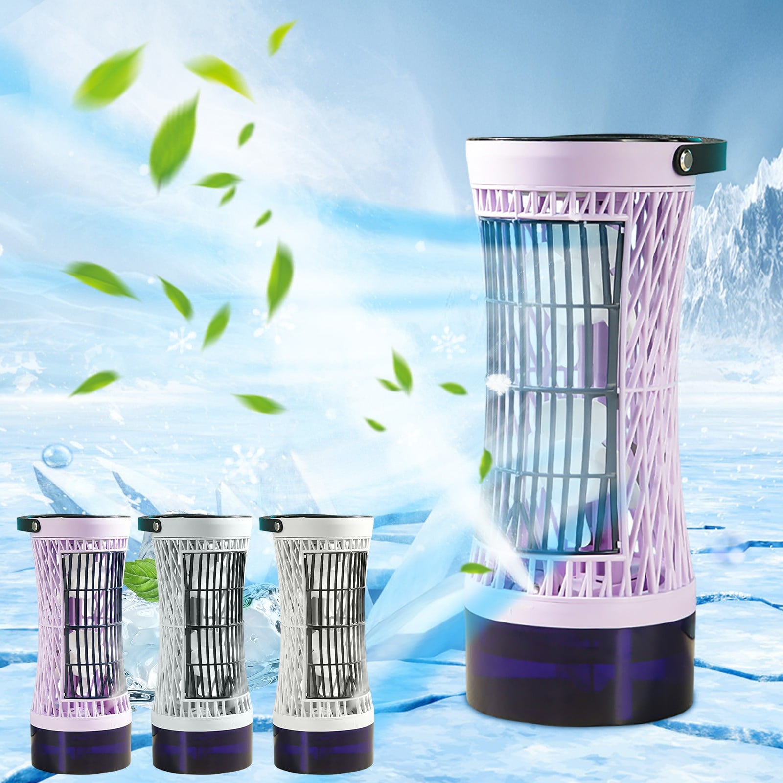 Quiet Tower Fan, USB Rechargeable Humidifier, 3-Speed Air Circulator ...