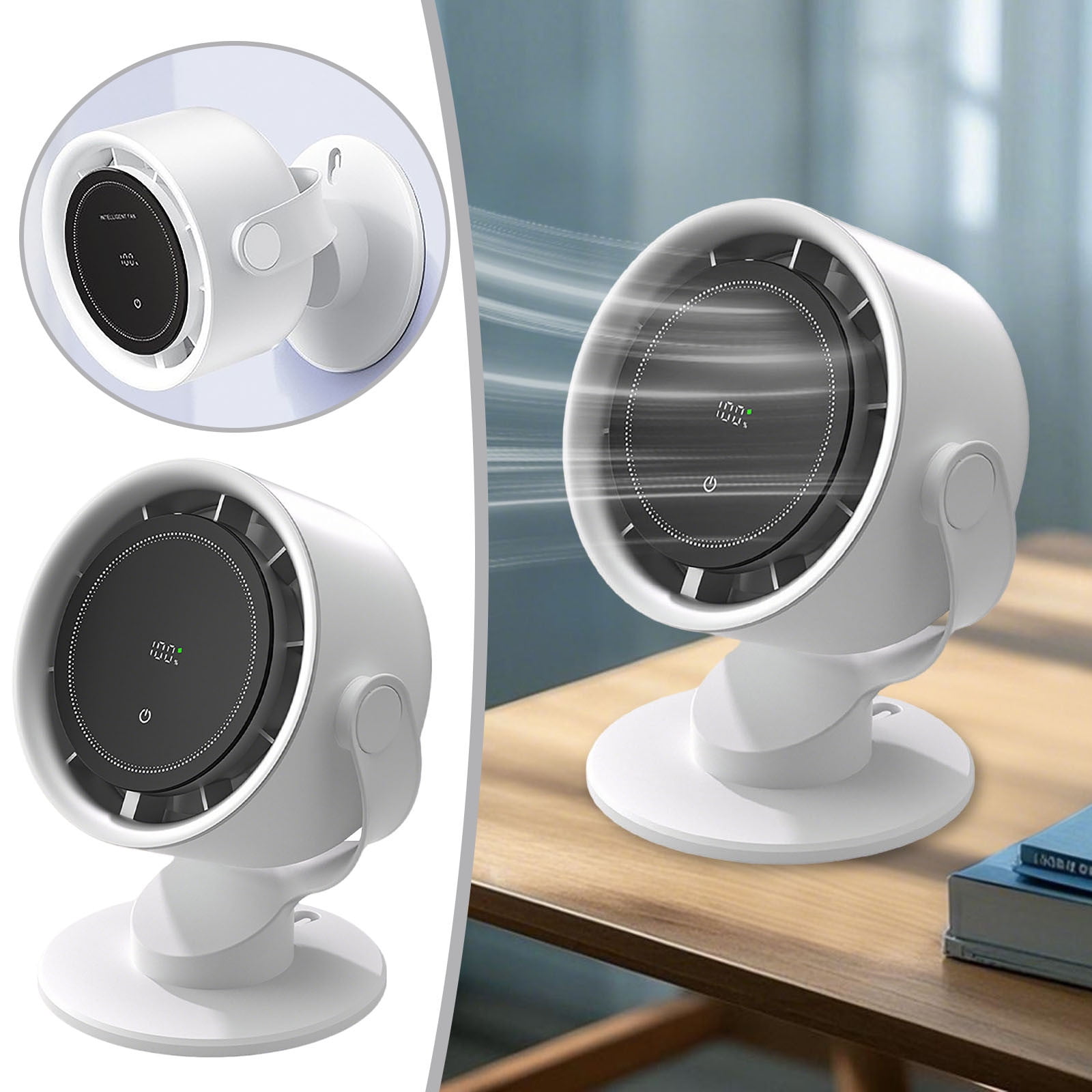 Quiet USB Rechargeable High Power Desktop Fan Wall Bladeless Fan For ...