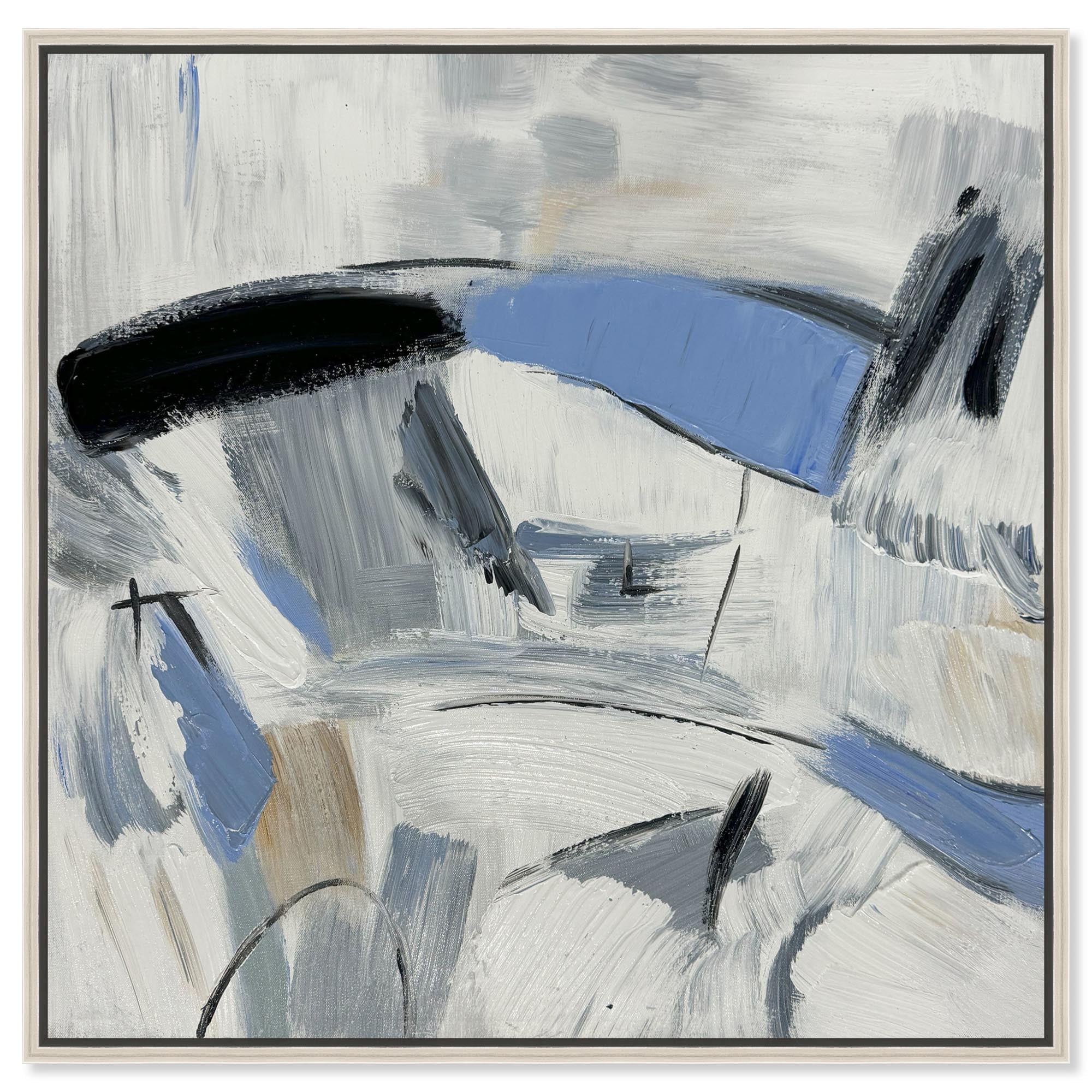 Quiet Wave II Canvas Blue Abstract Art by Art Remedy, Silver Frame, 16 ...