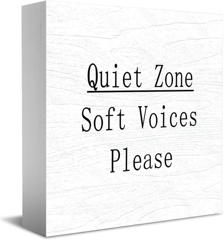 Quiet Zone Soft Voices Wood Box Sign Decor Desk Sign Rustic Home Shelf ...