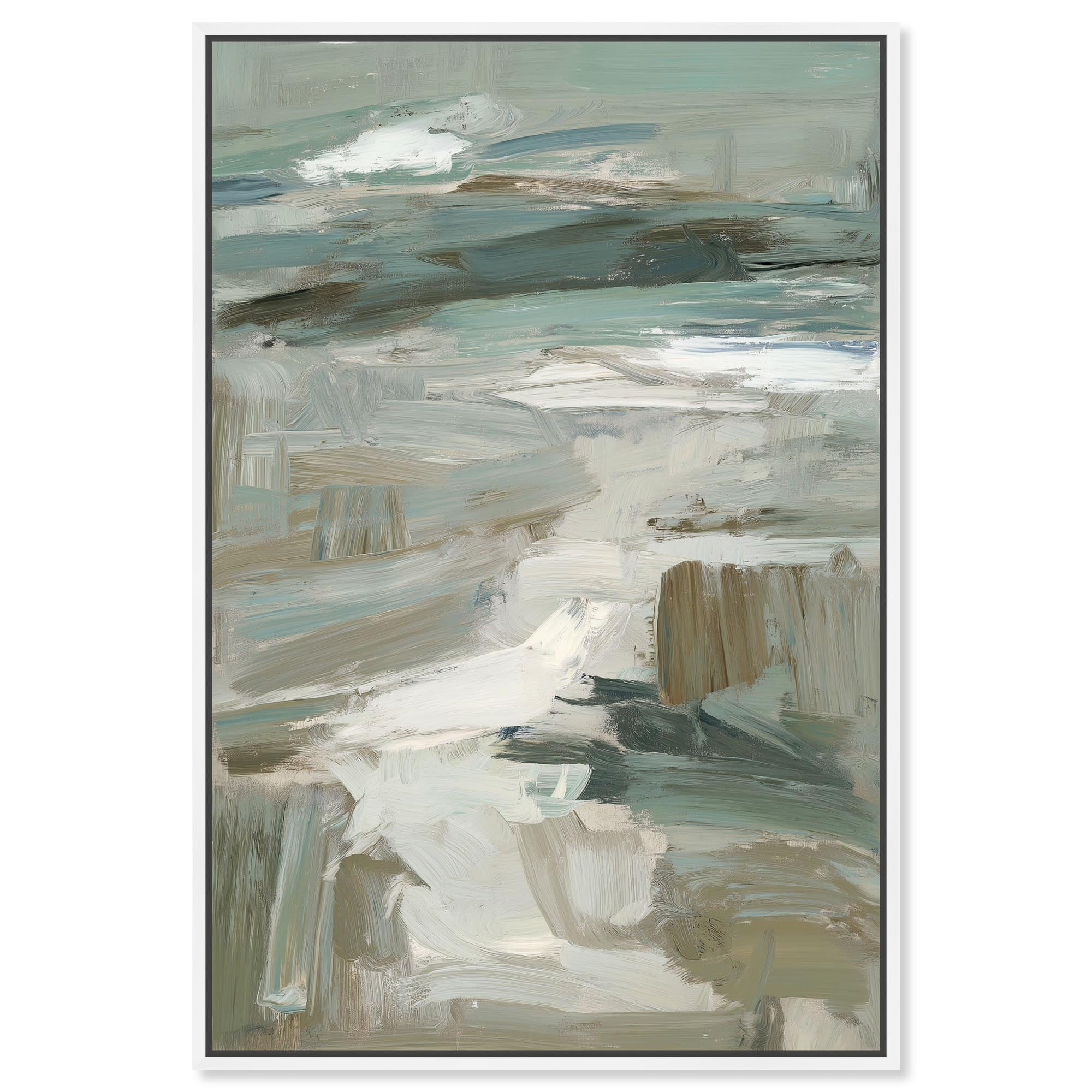 Quietude of Time Canvas Print Green Wall Decor by Art Remedy, White ...