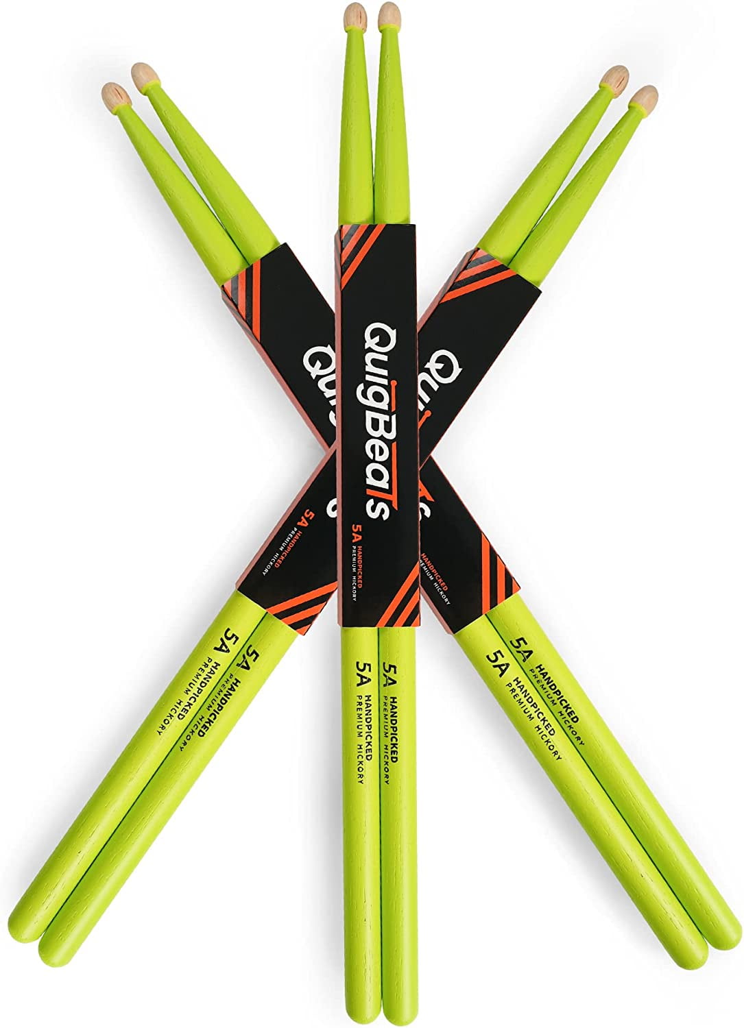 QuigBeats Hickory 5A Drumsticks, 3 Pair Set for Adults & Kids - C ...