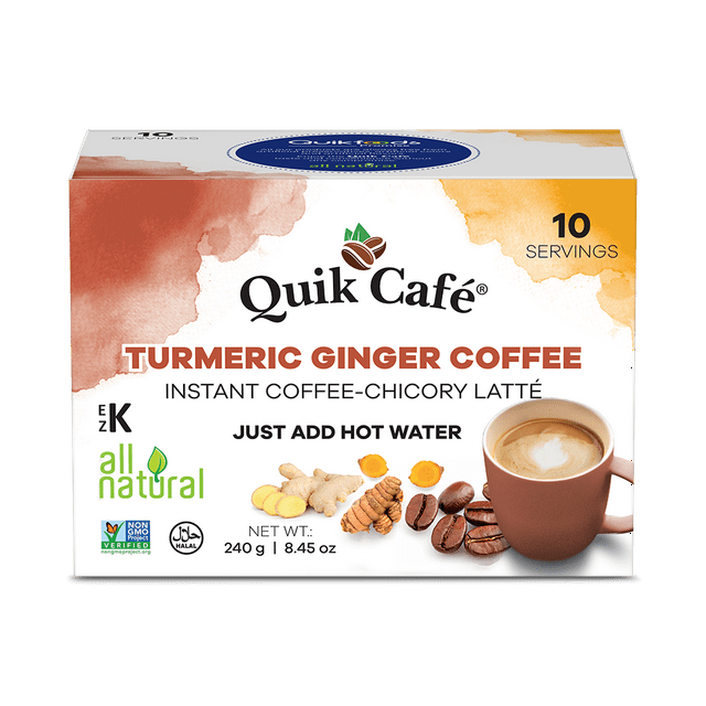 Quik Cafe Turmeric Ginger Instant Coffee Latte - 10 Count Single Box ...