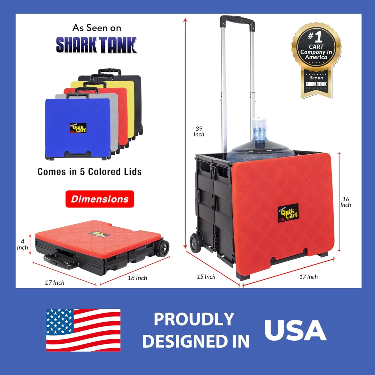 Quik Cart Collapsible Rolling Crate with 80 lbs Capacity, Heavy Duty ...