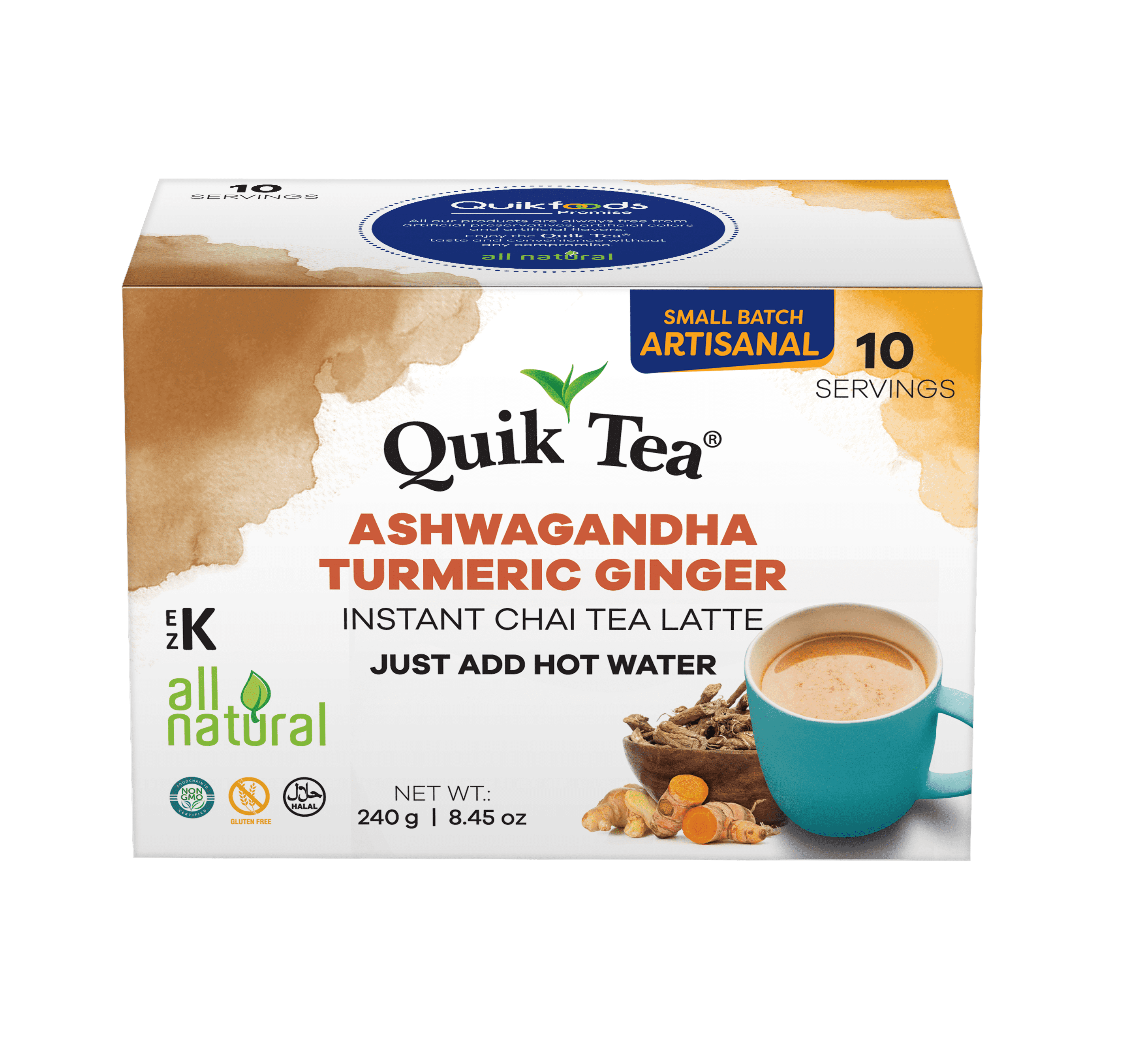 Quik Tea Ashwagandha Turmeric Ginger Instant Chai Latte | Rich ...