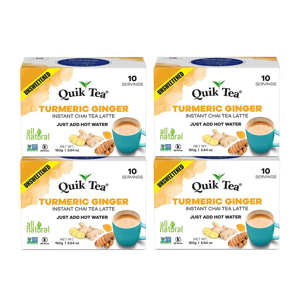 Quik Tea Unsweetened Turmeric Ginger Instant Chai Tea Latte - 40 Count ...