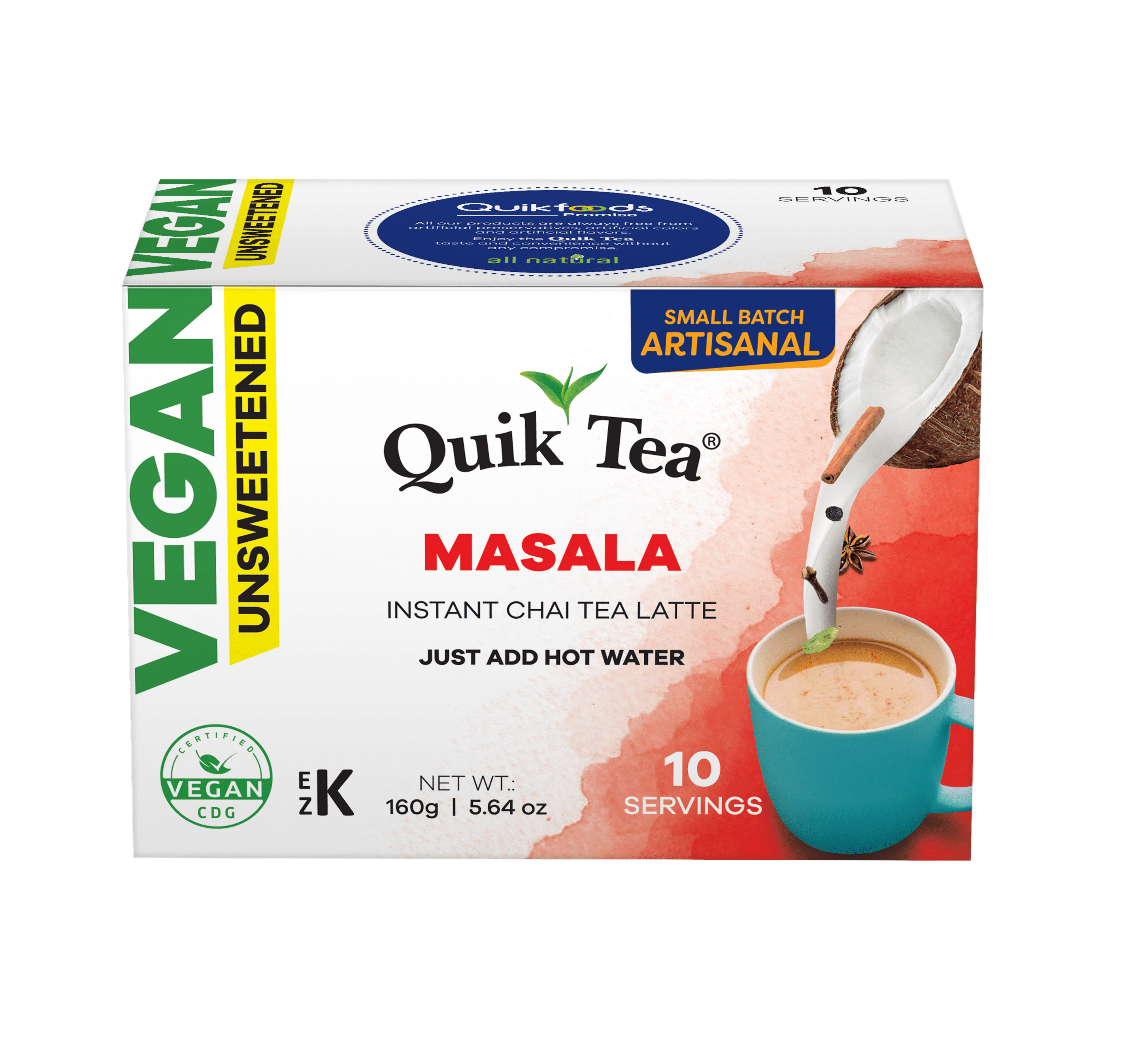 QuikTea Vegan Unsweetened Masala Chai Tea Latte - 10 Count - Indian ...
