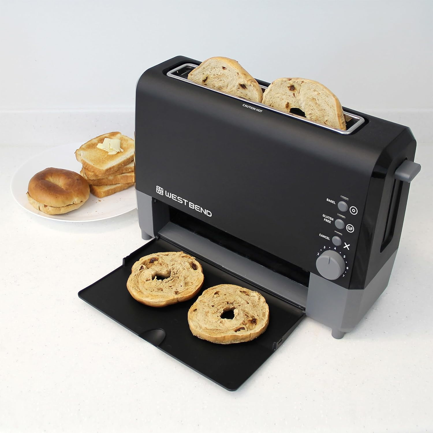 QuikServe Toaster, 2-Slice Wide-Slot Slide-Through Bread Toaster with ...