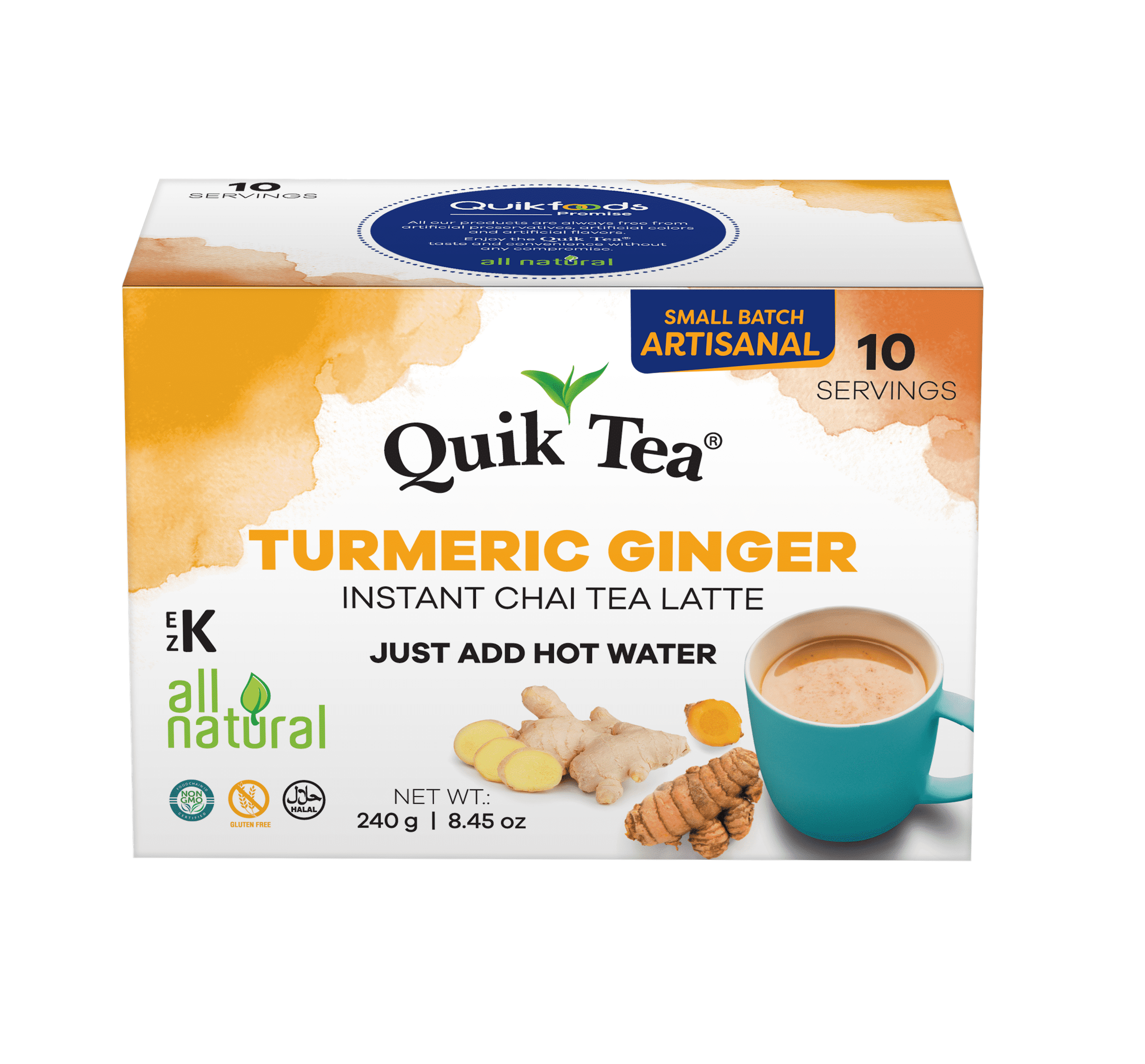 Quik Tea Turmeric Ginger Chai Tea Latte, Bold Flavor, Vegan ...